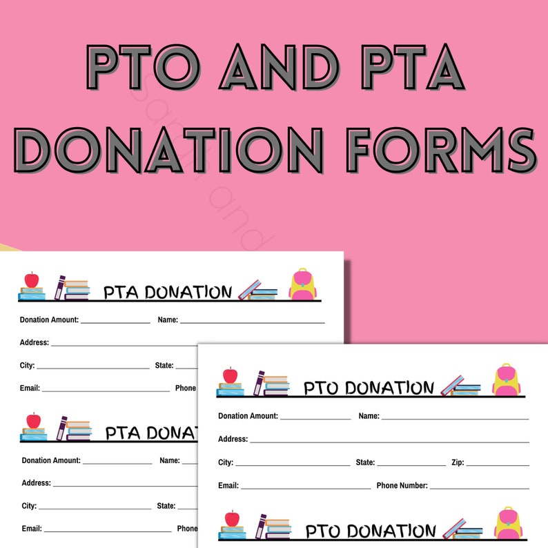 PTA and PTO Donation Form 3 per Page Parent Teacher - Etsy
