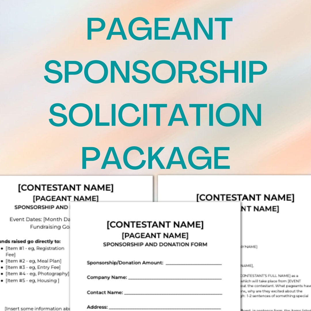 Pageant Sponsorship Solicitation Package Template Printable - Etsy