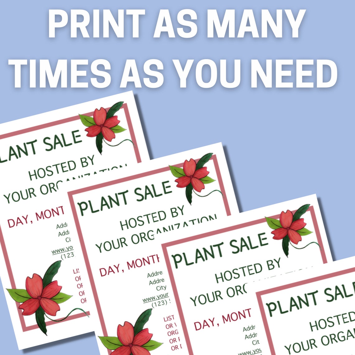 Plant Sale Flyer Printable, Plant Sale Sign Editable Template, PTA ...