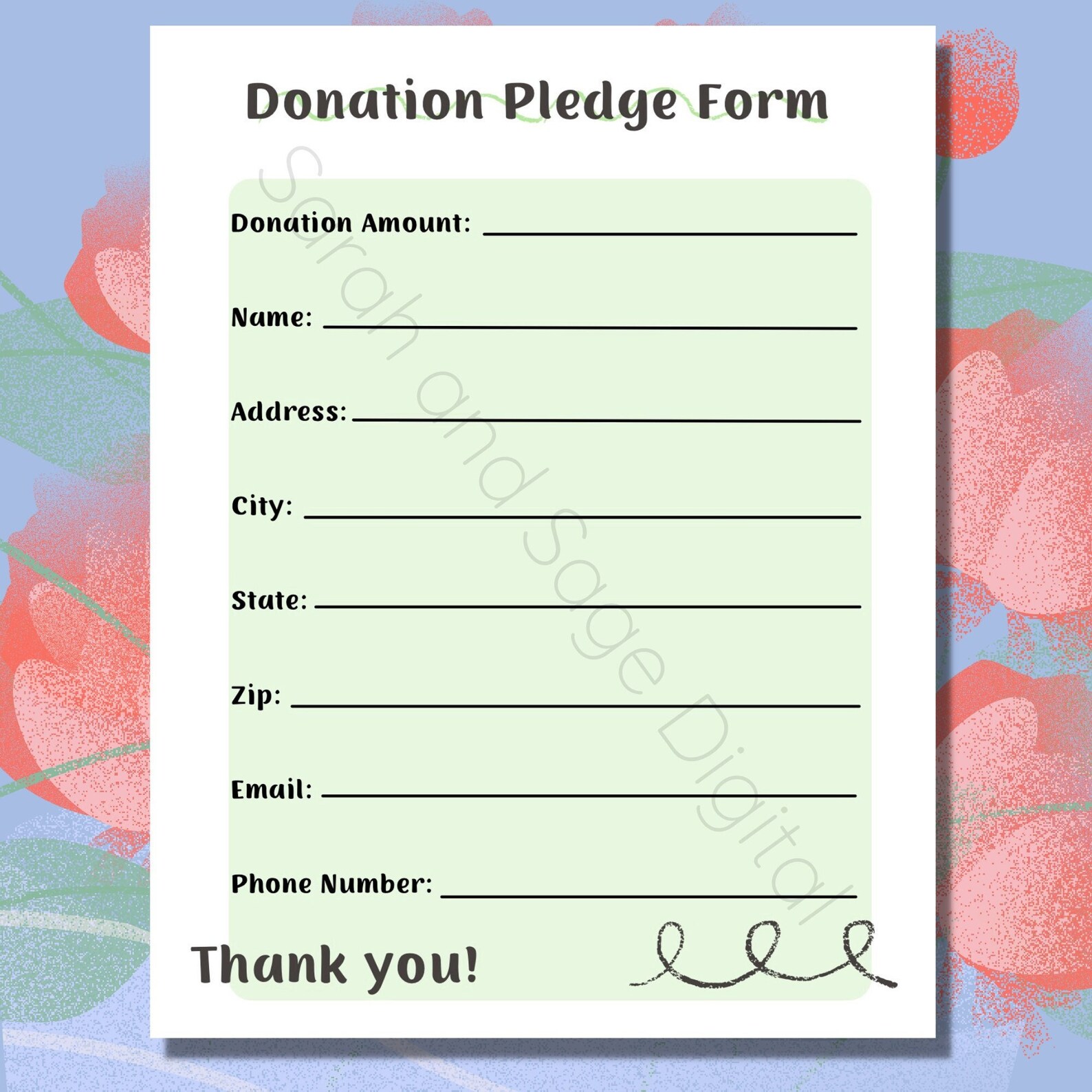 Donation Form Printable, Donation Flyer, Fundraising Form, School ...