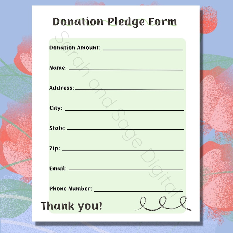 Donation Form Printable, Donation Flyer, Fundraising Form, School ...