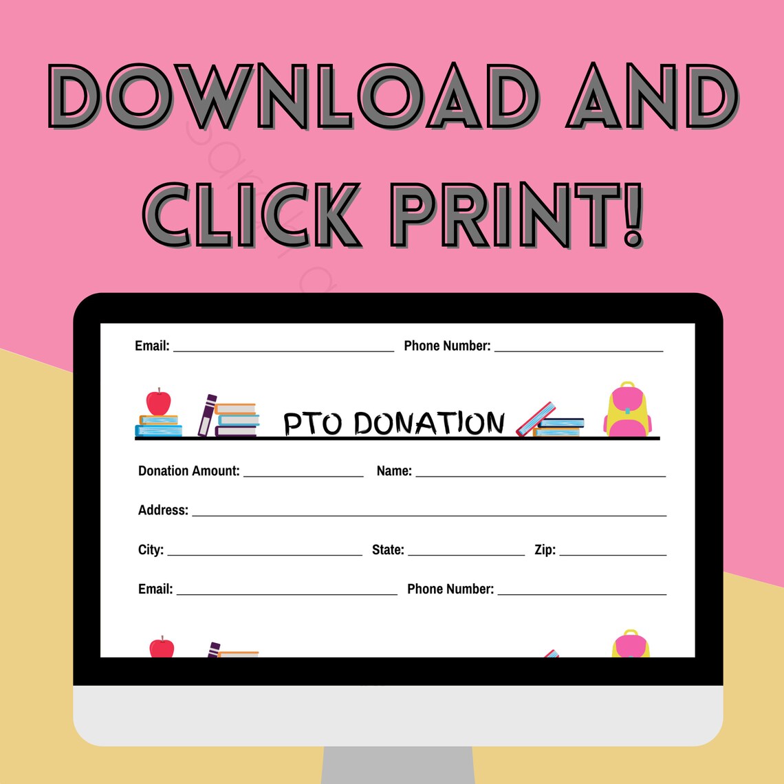 PTA and PTO Donation Form 3 per Page Parent Teacher - Etsy
