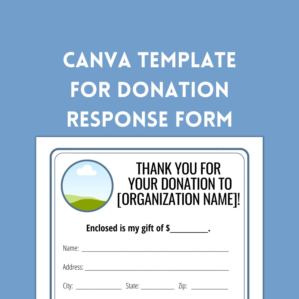 Donation Form Canva Template, Editable Printable Donation Flyer, Donor ...