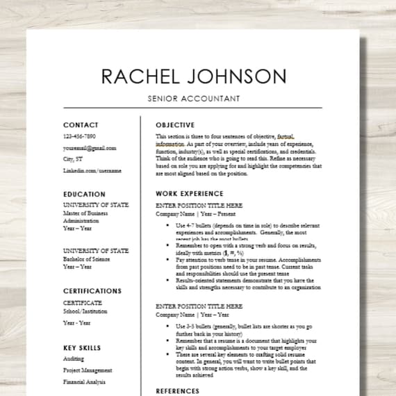 Simple Resumes With References