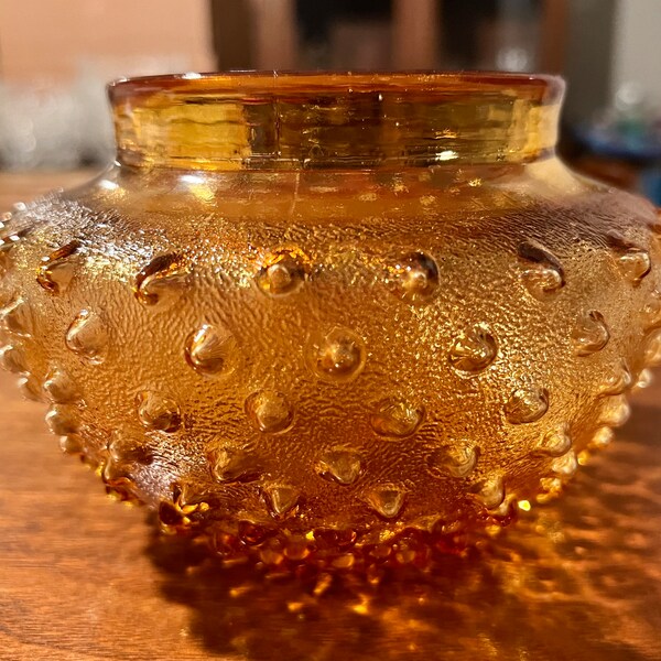 Amber Hobnail Glass Bowl - Etsy