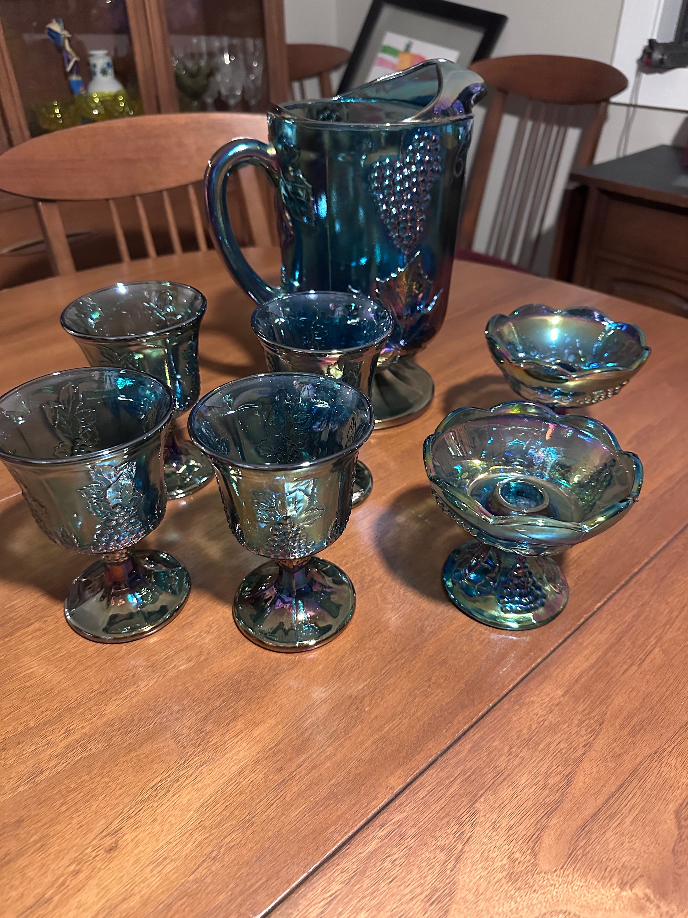 Vintage Indiana Glass Blue Iridescent Harvest Grape Carnival Glass - Etsy