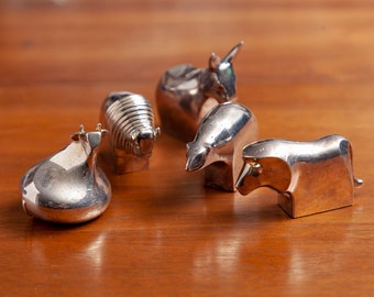 Five '70s Dansk Silver Plated Animal Figurines/paperweights giraffe ...