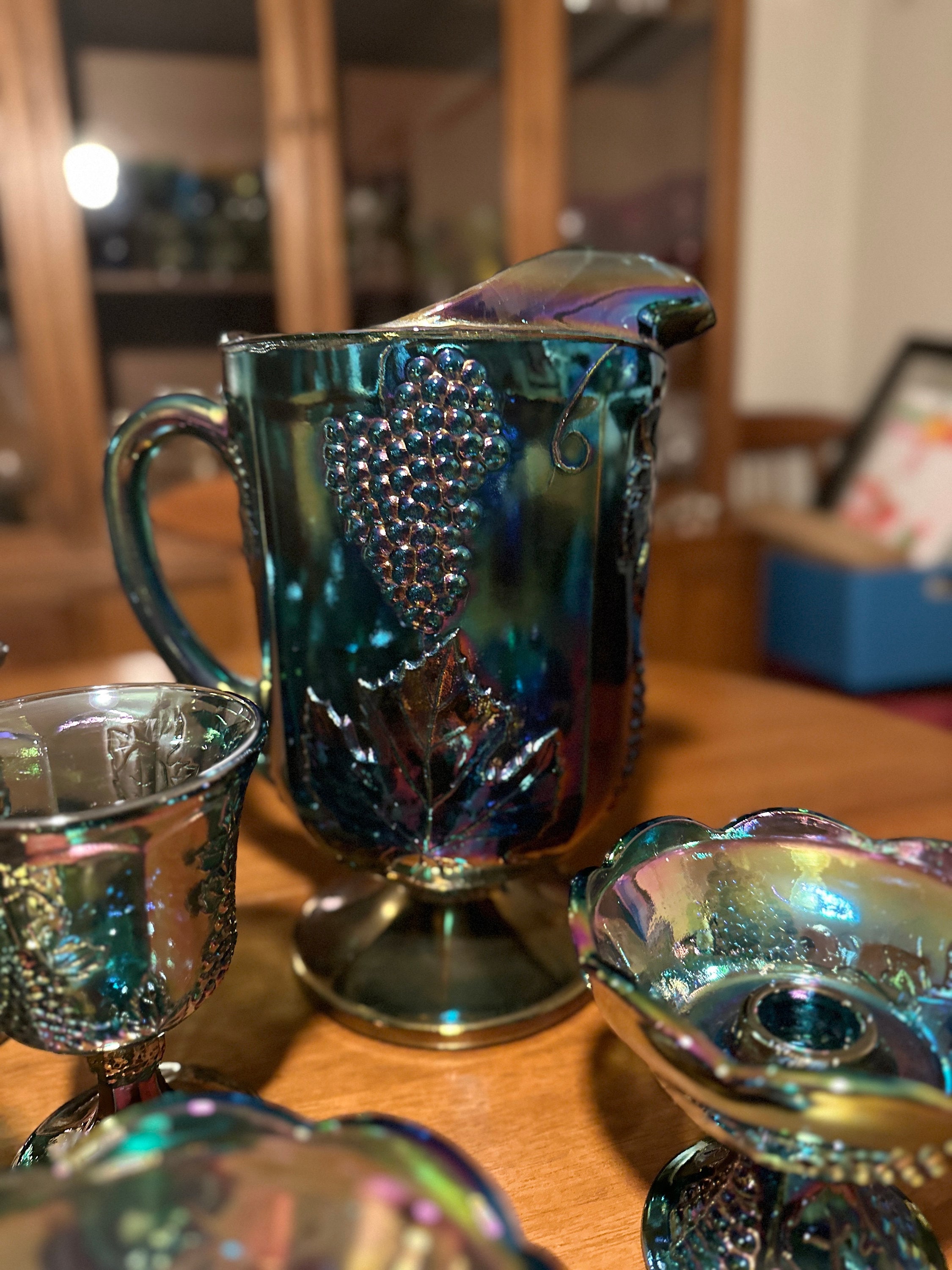 Vintage Indiana Glass Blue Iridescent Harvest Grape Carnival Glass - Etsy