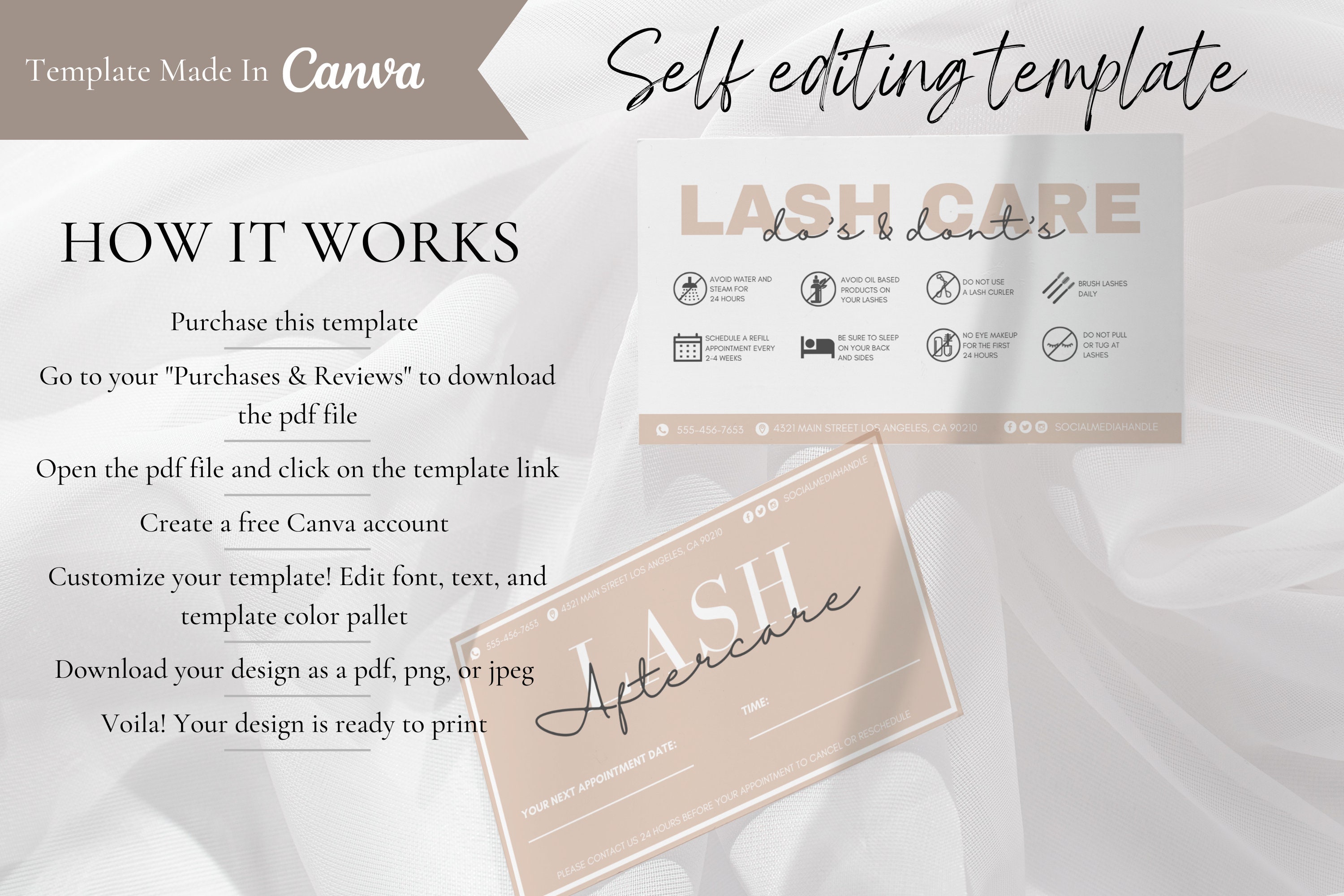 Lash Business Card, Lash Aftercare Card, Lash Lift Card, Lash Care ...