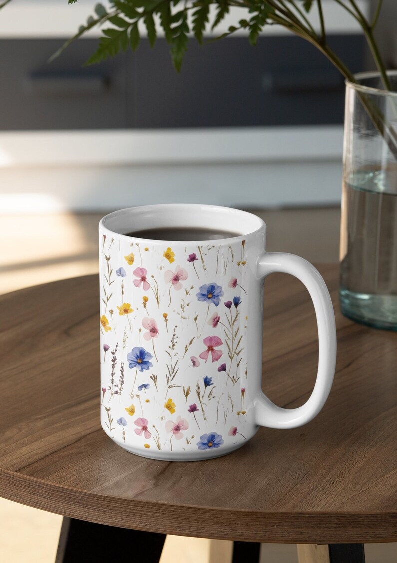 Pressed Flower Style Mug, Floral Mug, Flower Garden Mug, Mother's Day ...