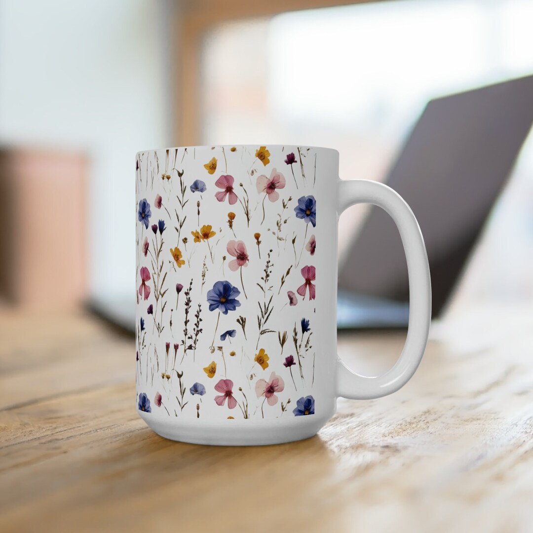 Pressed Flower Style Mug, Floral Mug, Flower Garden Mug, Mother's Day ...