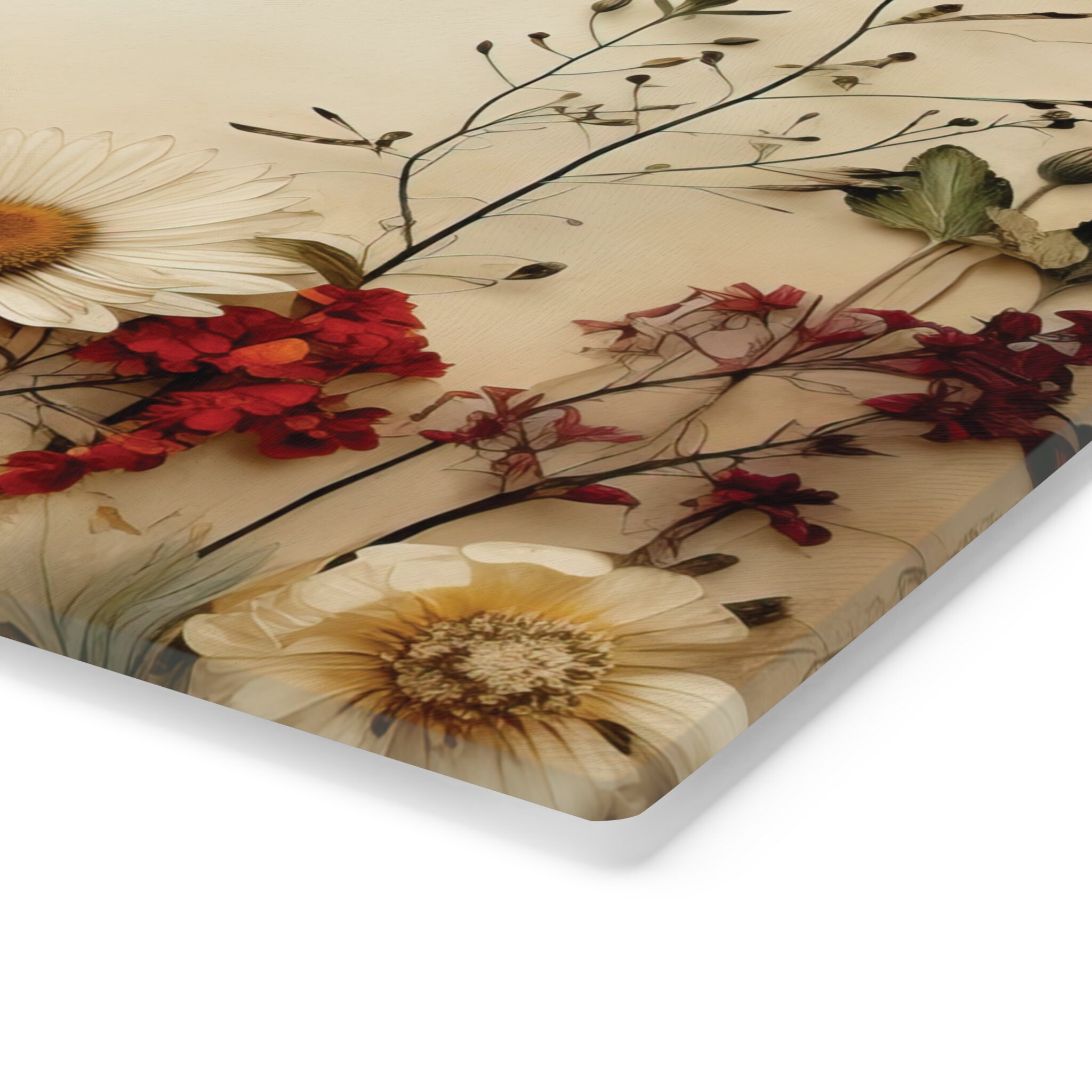 Pressed Flower Style Tempered Glass Cutting Board, Wildflower Cutting ...
