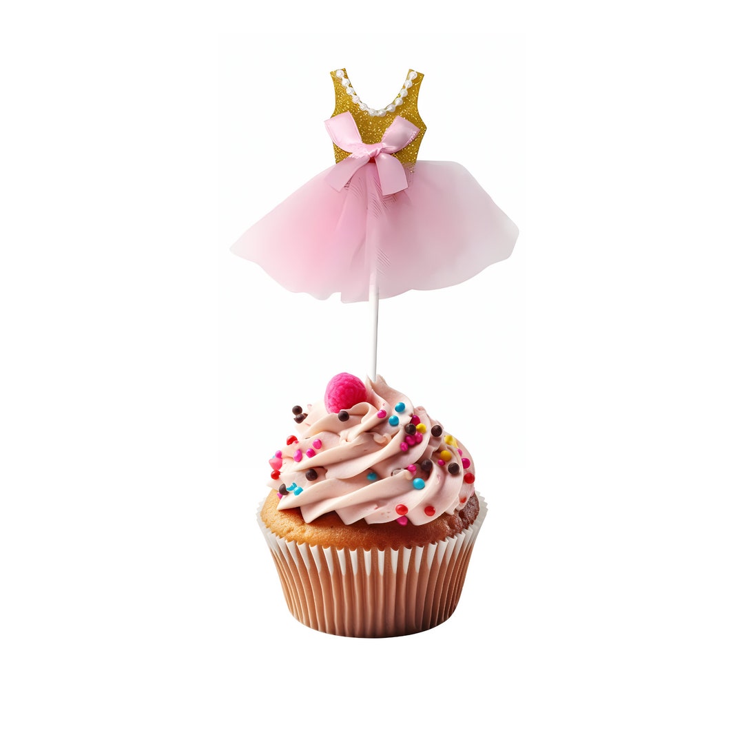 Tutu Ballerina Cupcake Topper, Ballet Birthday Party Decor, Pink Tutu ...