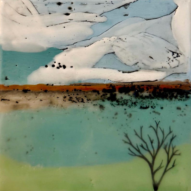 Landscape/original Encaustic Painting, 