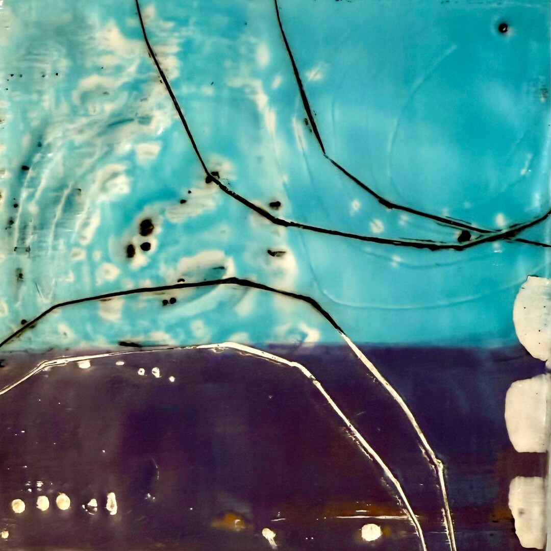 Original/encaustic, "hurricane" Mixed Media, Abstract, Wall Art, 4x4x1 ...