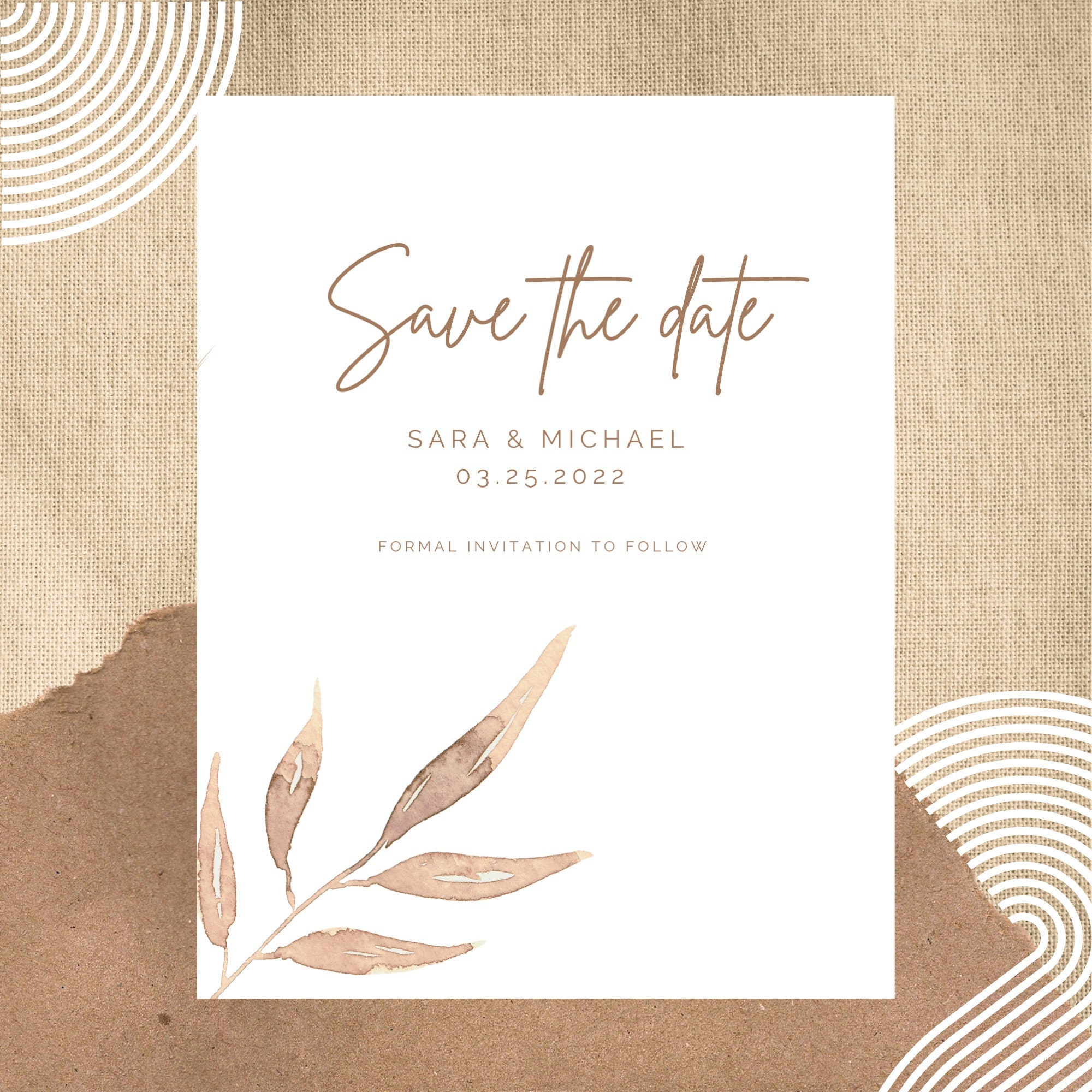 Simple Boho Save the Date Digital File - Etsy