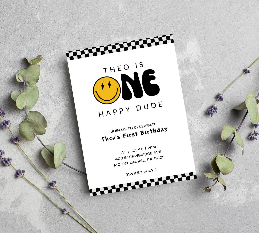 One Happy Dude First Birthday Invitation - Etsy