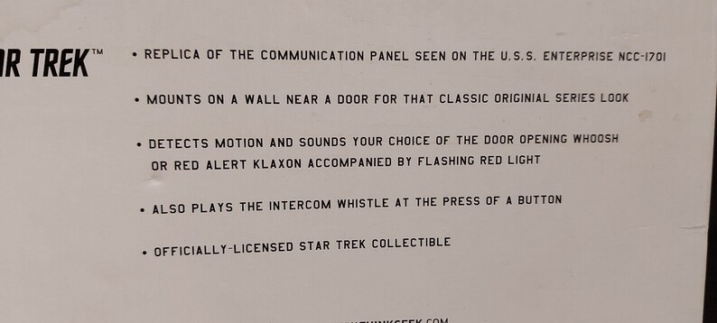 Star Trek Classic Communicator Panel Motion Detector From Thinkgeek ...