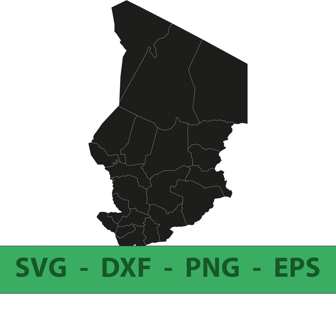 Chad Map With Regions, Laser Cut File, Cnc, SVG, DXF, EPS, Png, Pdf ...
