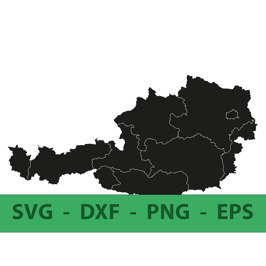 Austria Map With Regions, Laser Cut File, Cnc, SVG, DXF, EPS, Png, Pdf ...