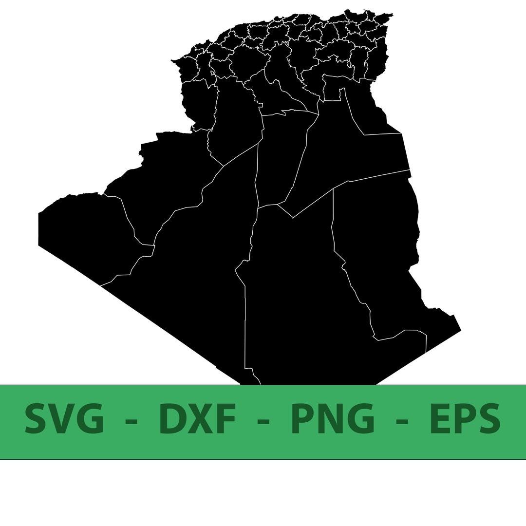 Algeria Map With Regions, Laser Cut File, SVG, DXF, EPS, Png, Pdf, Each ...