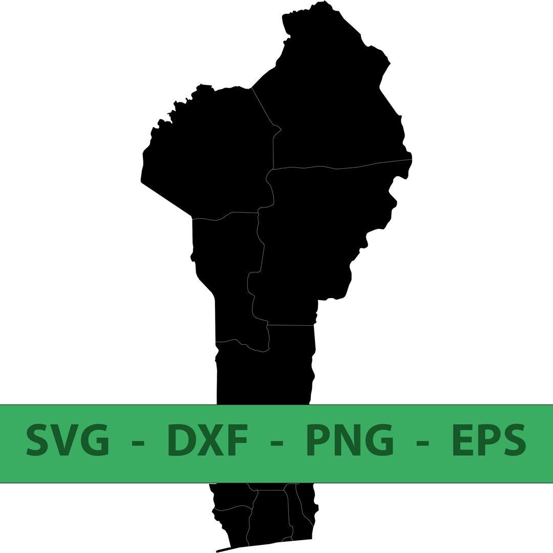 Benin Map With Regions, Laser Cut File, Cnc, SVG, DXF, EPS, Png, Pdf ...