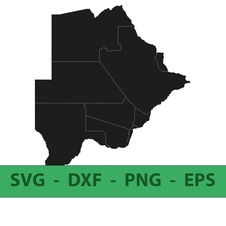 Botswana Map With Regions, Laser Cut File, Cnc, SVG, DXF, EPS, Png, Pdf, Each Region Can Be ...