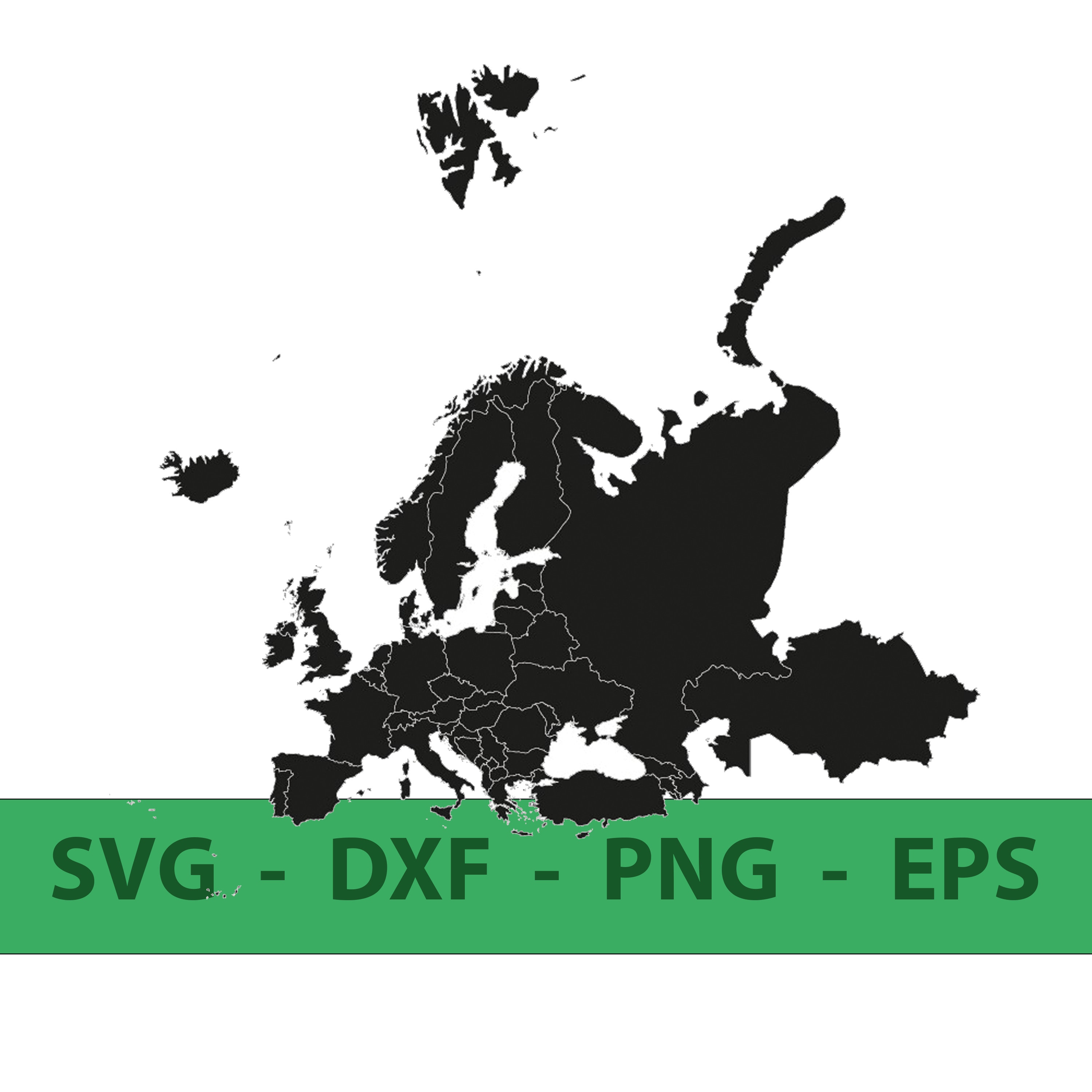 Map of Europe, Laser Cut File, SVG, DXF, EPS, Png, Pdf Each Country Can ...