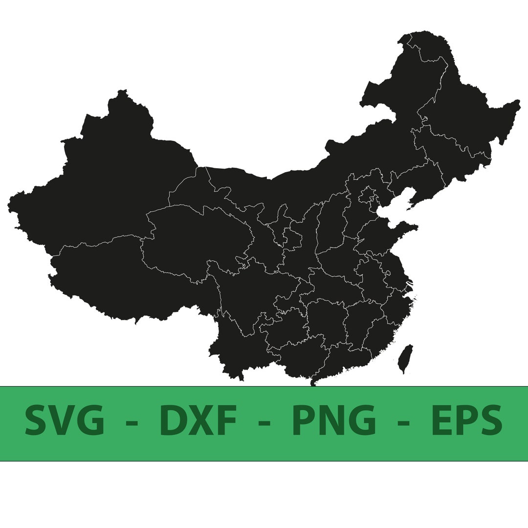 China Map With Regions, Laser Cut File, Cnc, SVG, DXF, EPS, Png, Pdf ...