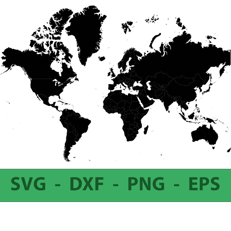 Map of the World, Laser Cut File, SVG, DXF, EPS, Png, Pdf Each Country ...