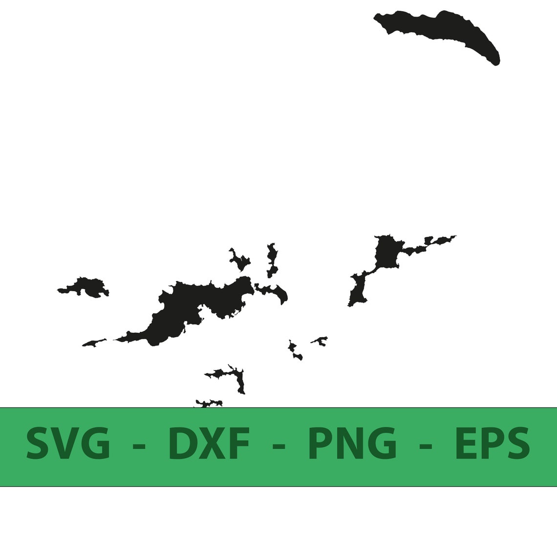 British Virgin Islands Map With Regions, Laser Cut File, Cnc, SVG, DXF ...