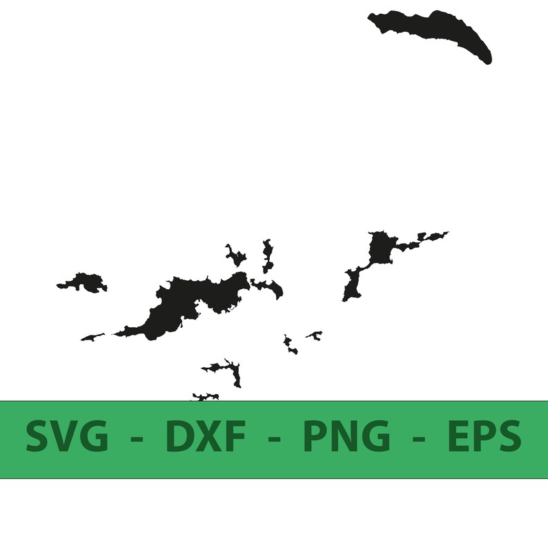British Virgin Islands Map With Regions, Laser Cut File, Cnc, SVG, DXF ...