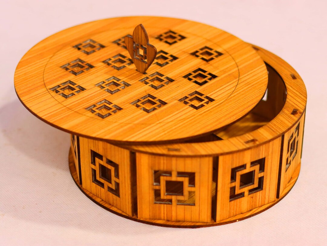 Laser Cut Round Compartment Box With Lid 3mm , CDR File, SVG, DXF, Cnc ...