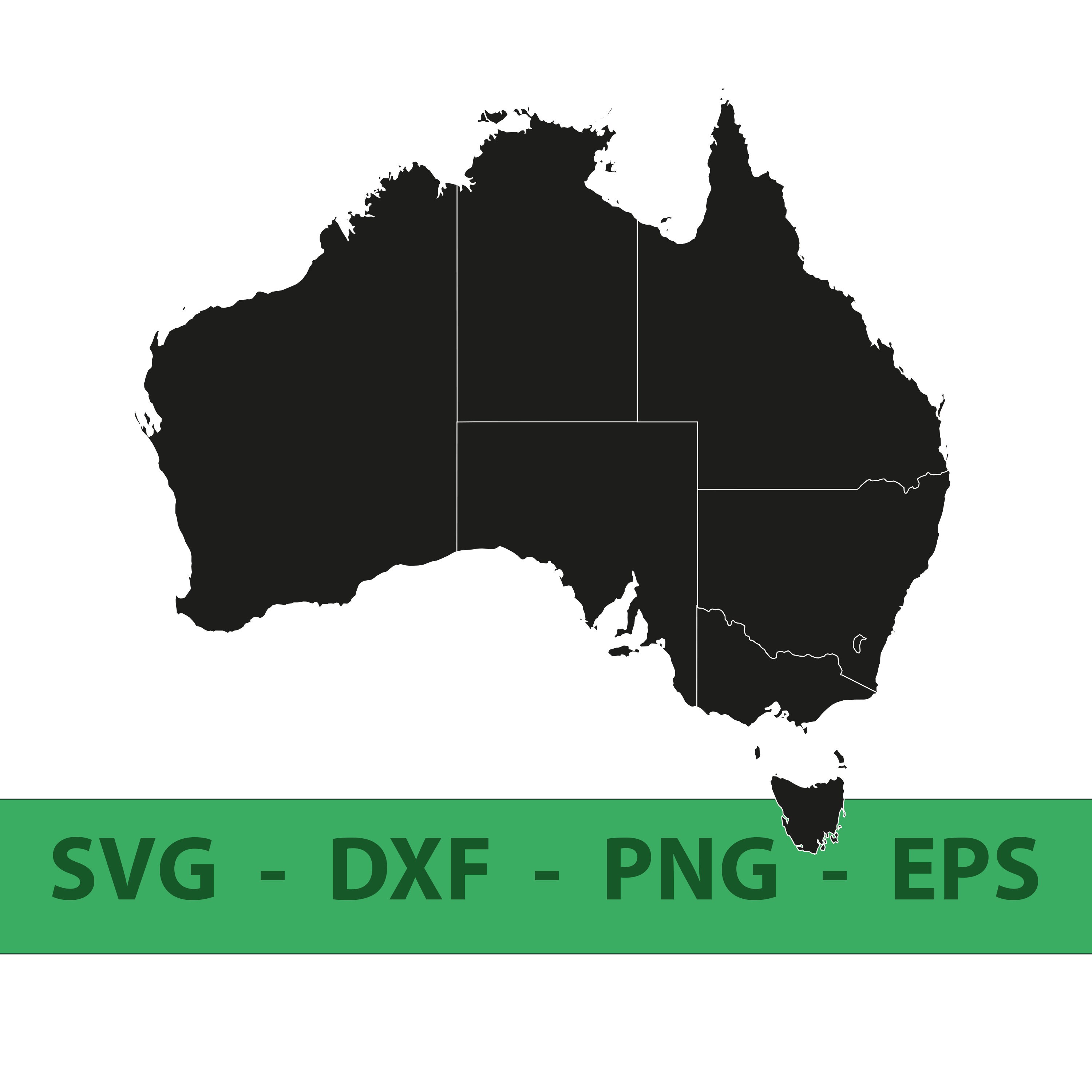Map of Australia, Laser Cut File, SVG, DXF, EPS, Png, Pdf Each Country ...