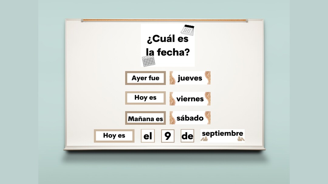 Nuetral Spanish Calendar Set | Print, Laminate, and Use in Your Spanish ...