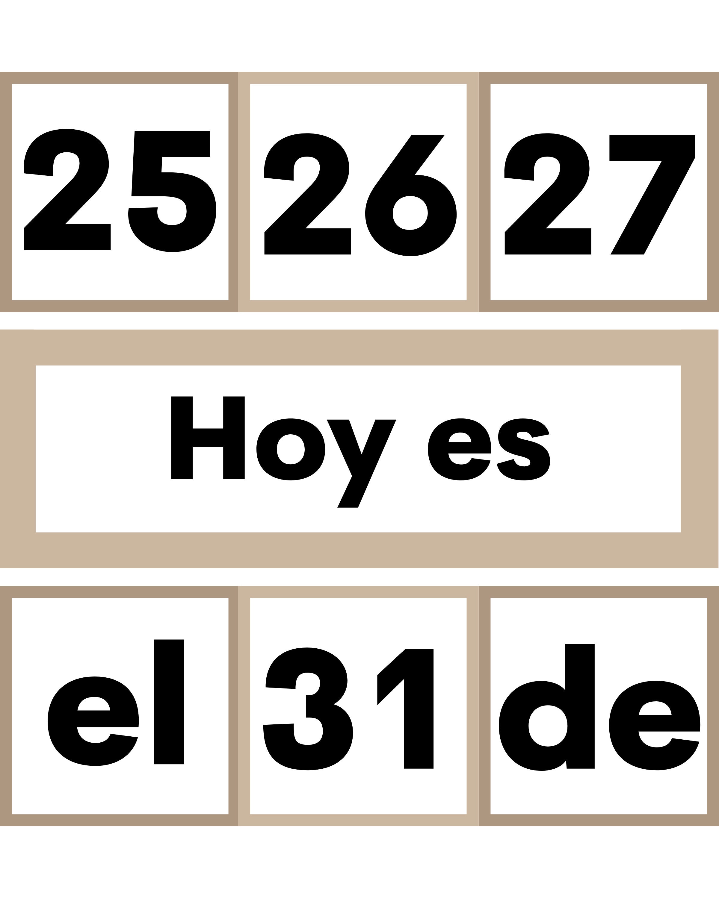 Nuetral Spanish Calendar Set | Print, Laminate, and Use in Your Spanish ...