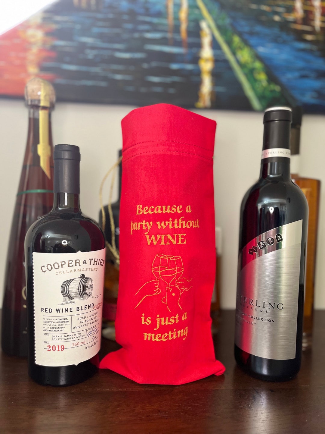Red Velvet Wine Gift Bags - Stylish, Gorgeous, Luxurious. Golden ...