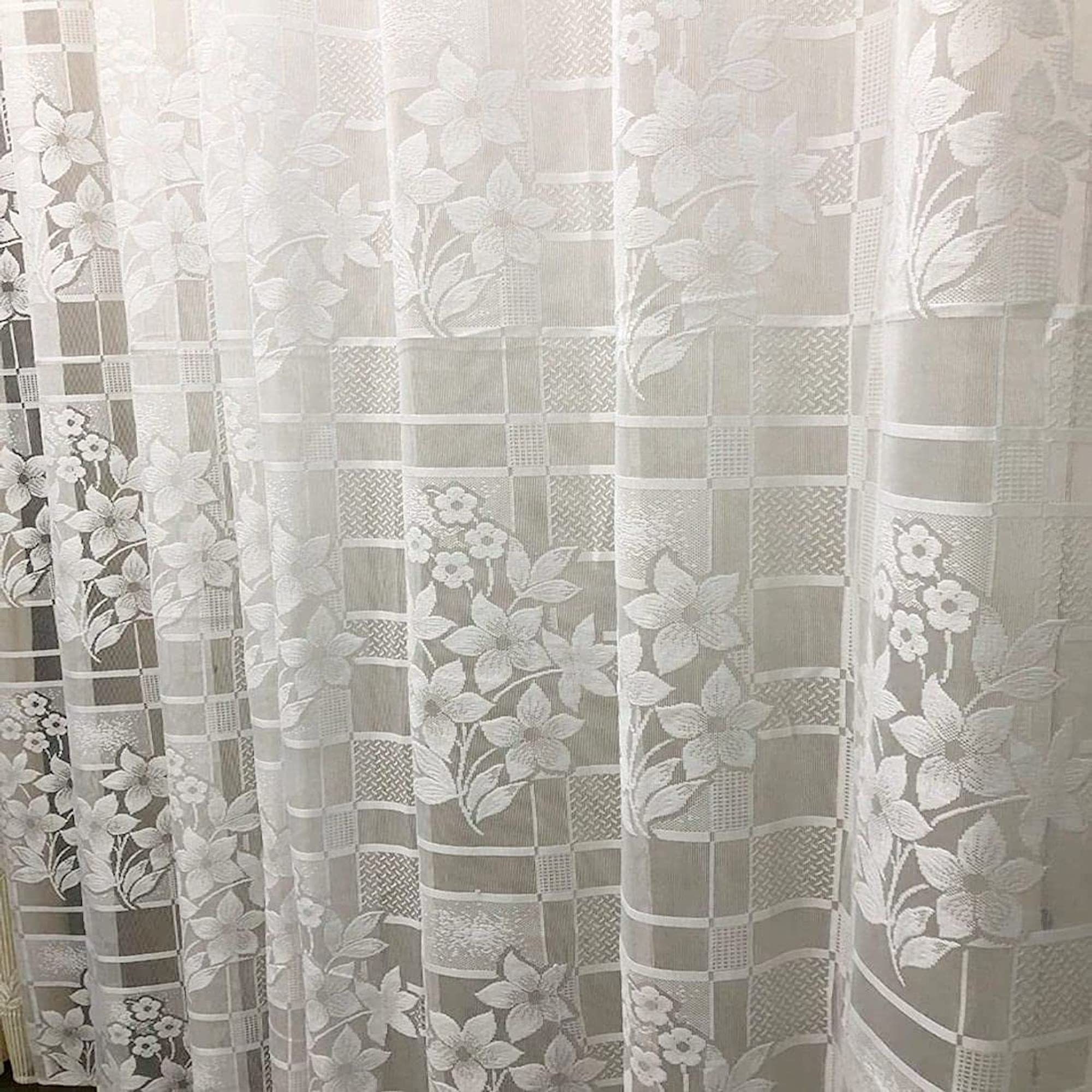 Semi Sheer Curtain /floral Lace Pattern/ Voile or Net Fabric - Etsy
