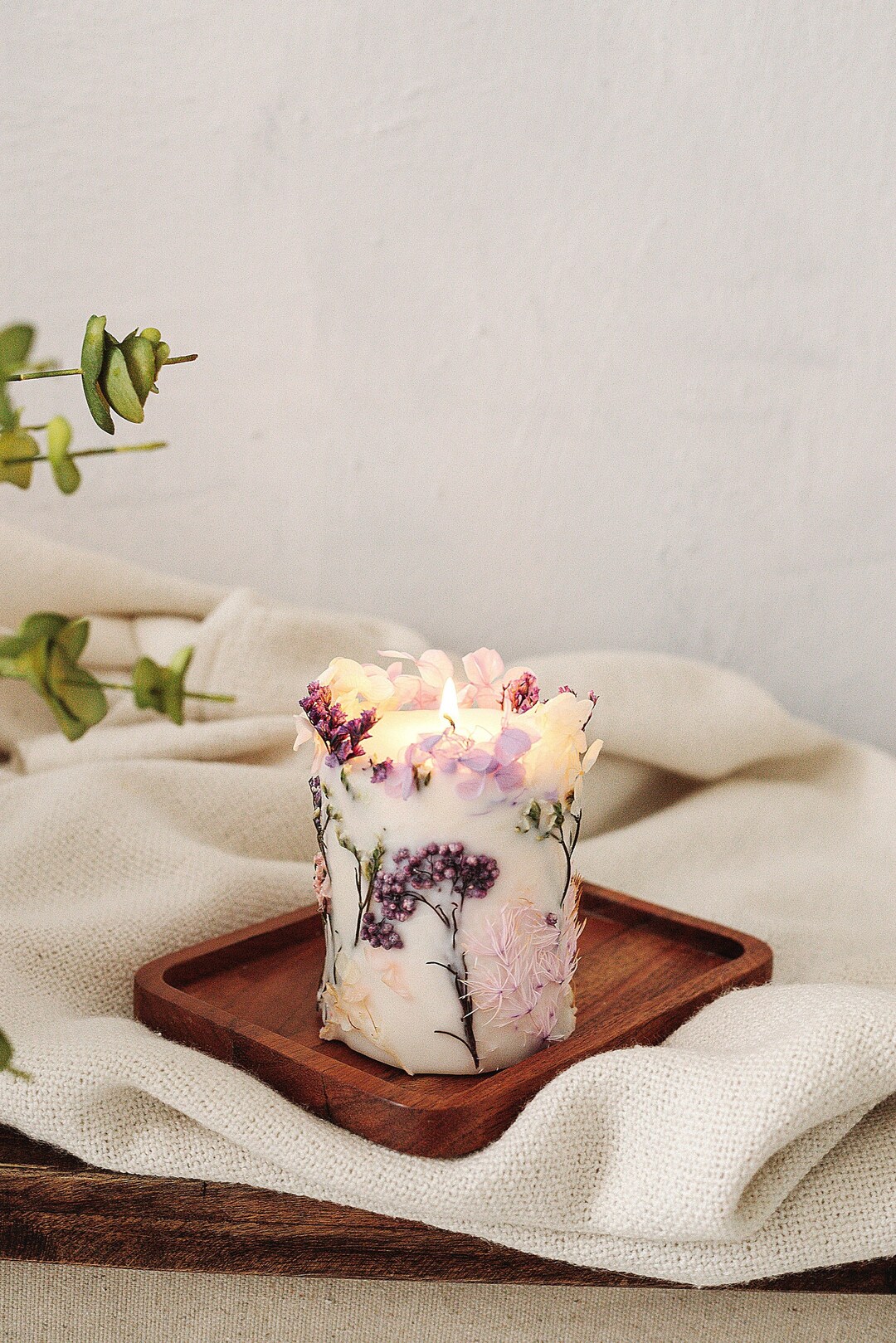 Soy Wax Candles, Candles With Dried Flowers, Pillar Candles, Cute 40th ...