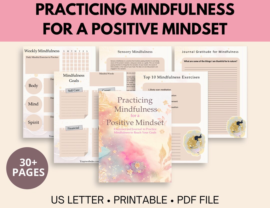 Practice Mindfulness for a Positive Mindset Journal, Guided Meditations ...