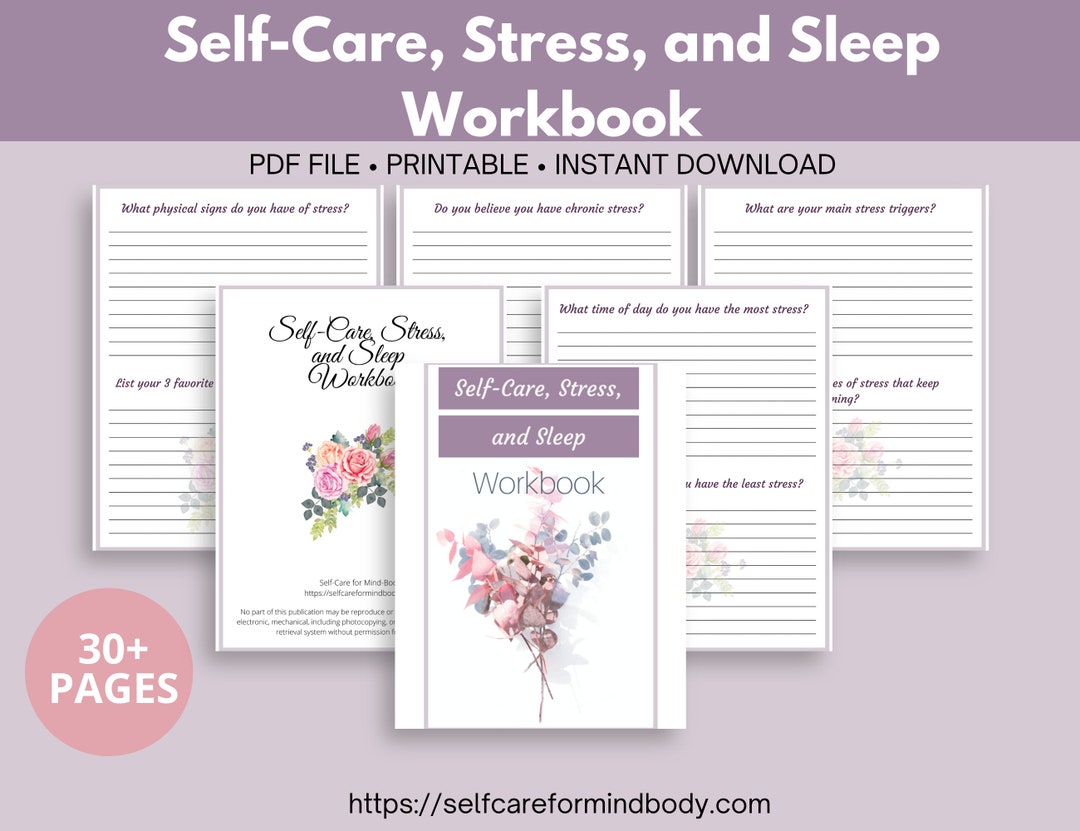 Self-care, Stress, and Sleep Workbook | Self-care Journal | Self-care ...