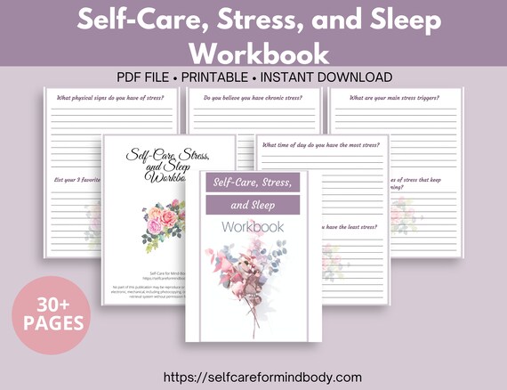 Self-care Stress and Sleep Workbook Self-care Journal - Etsy