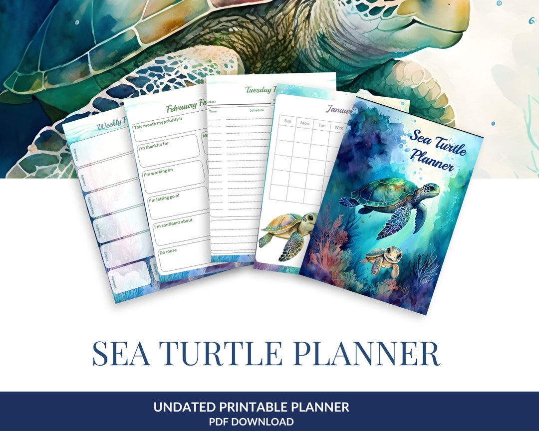 Sea Turtle Undated Planner | Monthly Planner | Weekly Planner | Daily ...