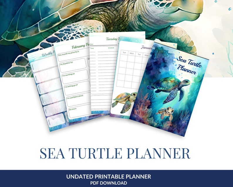 Sea Turtle Undated Planner | Monthly Planner | Weekly Planner | Daily ...