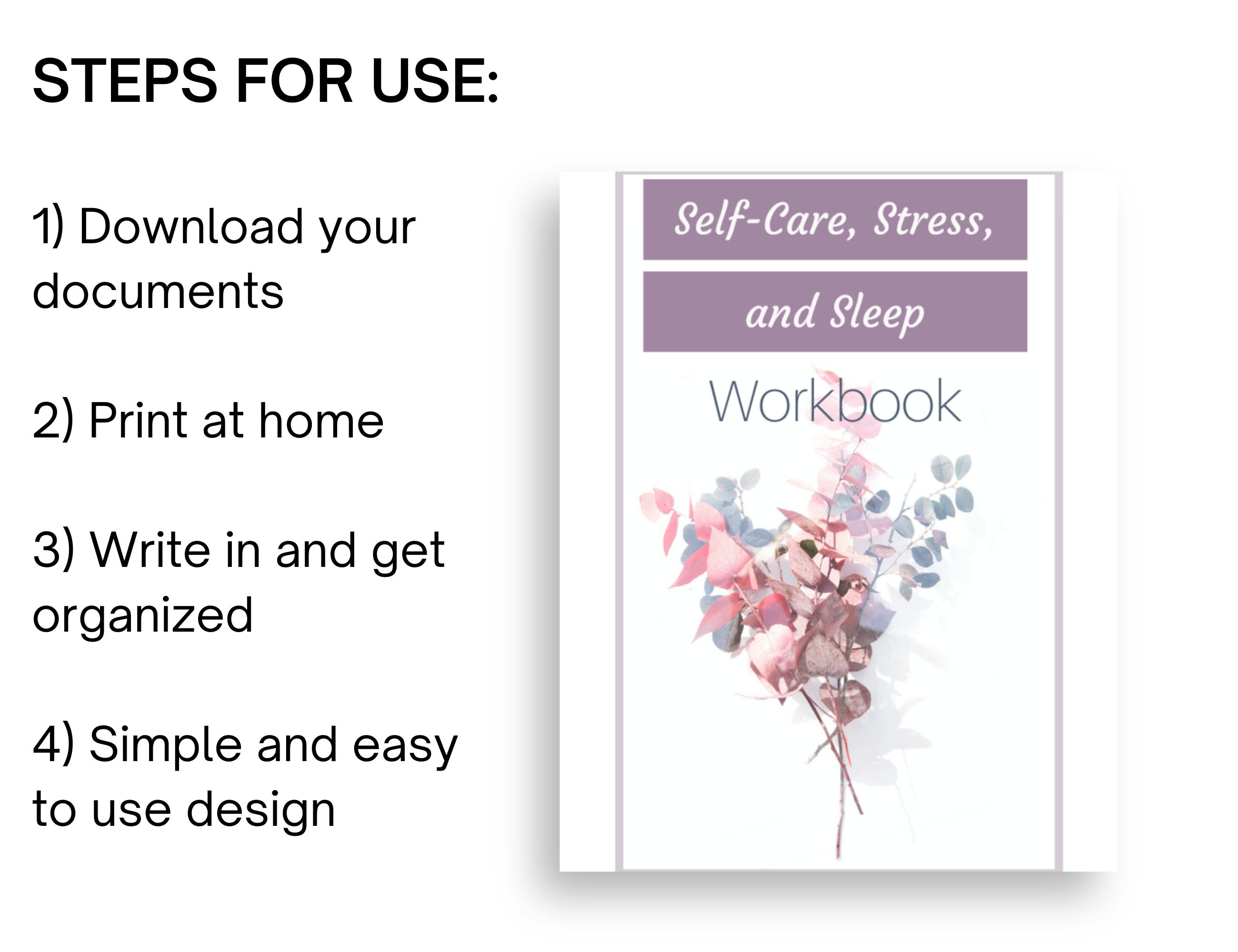 Self-care, Stress, and Sleep Workbook | Self-care Journal | Self-care ...