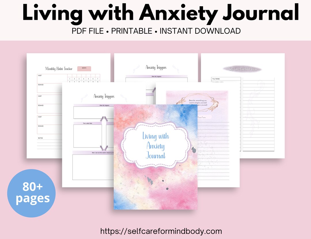 Living With Anxiety Journal | Mental Health Journal | Anxiety Workbook ...