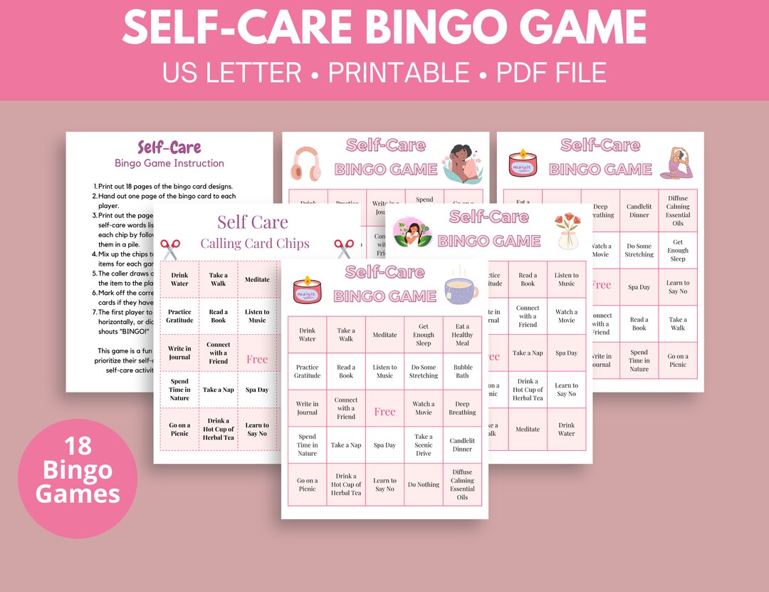 Self-care Bingo Game, Relaxation, Mental Health Wellness, Wellness ...