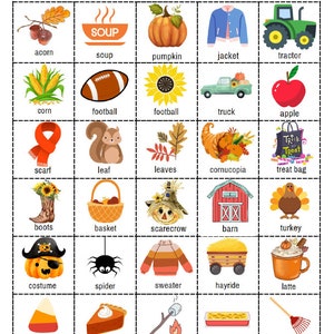 Fall Bingo Cards, Fall Fun Game, Fall Activities - Etsy