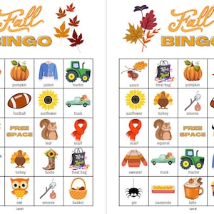 Fall Bingo Cards, Fall Fun Game, Fall Activities - Etsy
