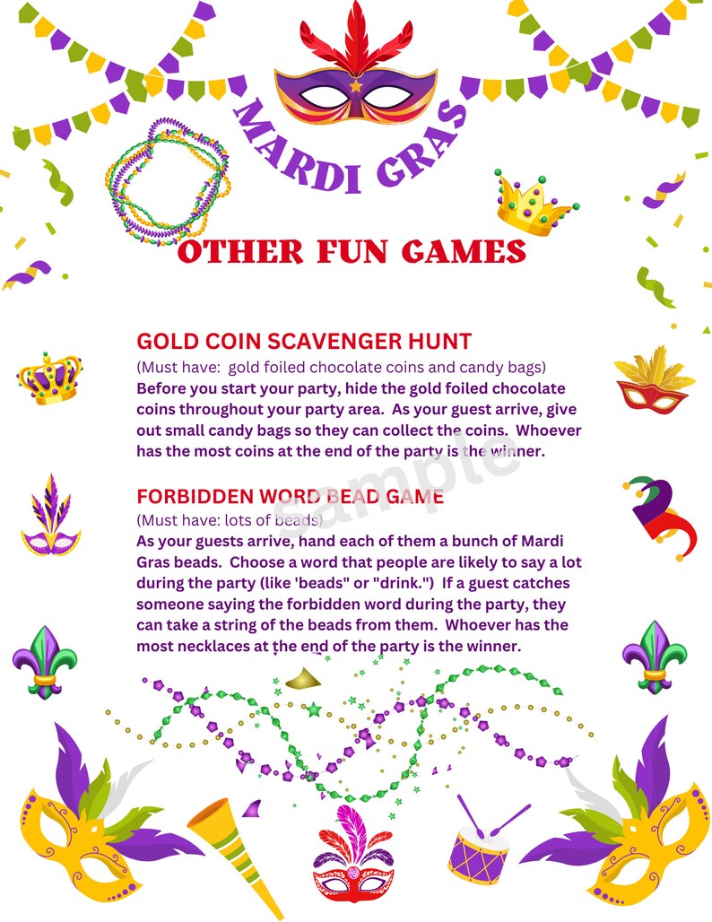Mardi Gras Game Bundle: Scavenger Hunt Game, What’s in Your Phone Game ...